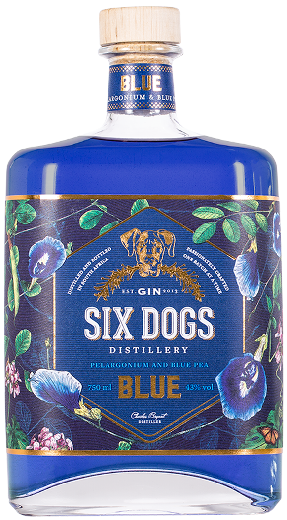 Six Dogs Blue Gin – Colour-Changing South African Gin – COVE 27